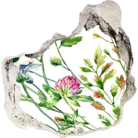 Wallmuralia Nálepka 3D díra na zeď Divoké květiny 75x75 cm