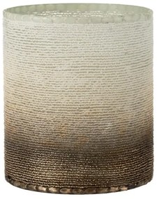 Šedo bílý proužkovaný skleněný svícen Ibiza - 19,5*19,5*22,5 cm