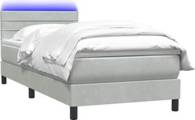 Box spring postel s matrací a LED Světle šedá 90x220 cm Samet 3317007