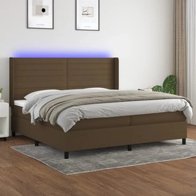 Box spring postel s matrací a LED tmavě hnědá 200x200 cm textil 3138424