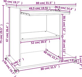 vidaXL Počítačový stůl 80 x 50 x 75 cm kompozitní dřevo [802898] Barva: Bílá