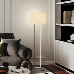 HOMCOM Moderní stojací lampa, 3 režimy, nožní spínač, nastavitelná jasnost, vzhled lnu, bílá