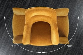 Designová otočná židle Rahiq hořčičný samet