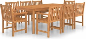 9dílná zahradní jídelní sada 200 x 100 cm masivní teakové dřevo 3059948