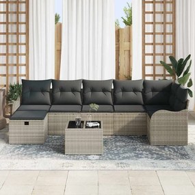 Set pohovek 8 ks 7-Počet míst Světle šedá polyratan 3359011