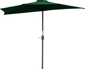 Outsunny poloviční slunečník balkónový slunečník 5 kovových prutů větrací štěrbina včetně 2,93 x 1,5 x 2,49 m vysoce hustý polyester zelený