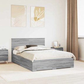 Rám postele s čelo Šedý Sonoma 135 x 190 cm Kompozitní dřevo 3410909
