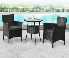 Juskys Balkónový set Bayamo - černý + šedé podušky