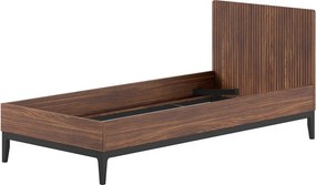 Jednolůžková postel z dřevotřísky v dekoru ořechu bez roštu 90x200 cm v tmavě přírodní barvě Ilyas – Vipack