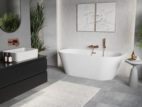 Mexen Oris vana volně stojící přisazená rýhovaná 150 x 75 cm, bílá, přepad kartáčovaná měď - 52871507500-65
