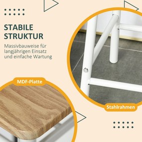 HOMCOM barový set 3-dílný jídelní stůl se 2 barovými židlemi jídelní skupina kuchyňský stůl a židle barový stůl a barové židle s odkládací policí MDF…