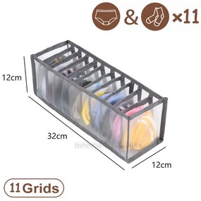 Šatní organizér na spodní prádlo transparentní Velikost: 12x12x32 11 přihrádek