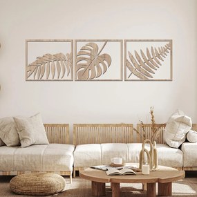 dřevo života 3dílný dřevěný obraz exotickych rostlin Barevný vzor: Javor, Rozměry (cm): 60x54