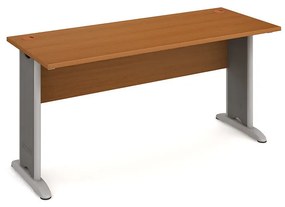 Stůl pracovní rovný 160 cm hl. 60 cm - Hobis Cross CE 1600 Dekor stolové desky: třešeň, Dekor lamino podnože: třešeň, Barva nohou: Stříbrná