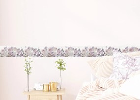 Samolepící bordura na zeď Fialový Akvarelový Květ | 5 m x 13.8 cm | DWB8481