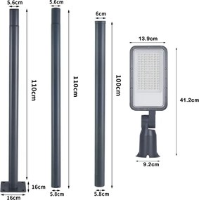 Brilagi -LED Venk. lampa se sloupem a kl. 3 m URBANLIGHT LED/50W/230V antr. IP65