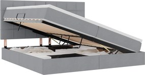 Postel s úložným prostorem a matrací Světle šedá 200 x 200 cm 3371802