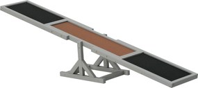 PawHut Psí Houpačka, Psí Agility Houpačka vyrobená ze dřeva, Protiskluzová Agility Ramp pro psy do 30 kg, Počasí odolný venkovní tréninkový sport pro