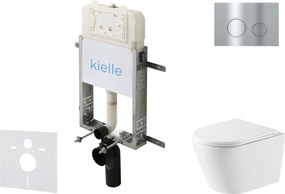 kielle Genesis New - Set předstěnové instalace, klozetu Nefia, Vortex Rimless+, sedátka softclose a tlačítka Gemini New II, lesklý chrom 30528SZ50
