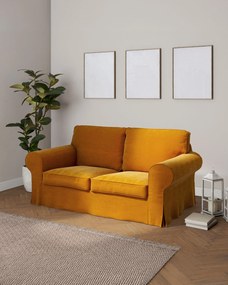 Potah na pohovku IKEA  Ektorp 2-místná, nerozkládací barva žlutá látka lesklé, sametová