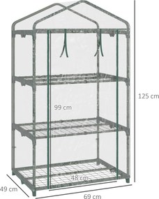 Skleník s policemi, fóliový skleník odolný proti zimě Skleník na balkon 69 x 49 x 125 cm Transparentní