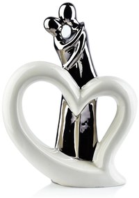 Mondex Keramická dvojice v srdci MIA Figura stříbrno-bílá