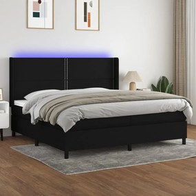 Box spring postel s matrací a LED černá 200x200 cm textil 3138263