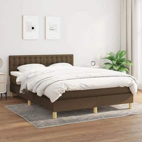 Box spring postel s matrací tmavě hnědá 140x200 cm textil