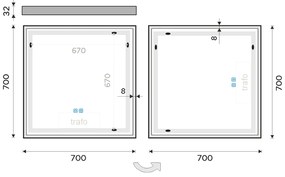 Nimco LED zrcadlo 700x700 se dvěma dotykovými senzory - ZP 13077VX
