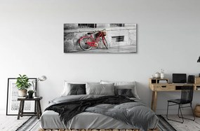 akrylový obraz Červené kolo s košíkem 120x60 cm