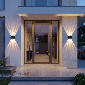 Toolight Toolight, JNH040-6G, venkovní LED nástěnné svítidlo nahoru/dolů, 6 LED, 12 W, 4000 K, IP44, černá matná, OSW-56231
