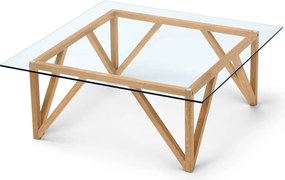 Tchibo - Konferenční stolek se skleněnou deskou - barva: hnědá
