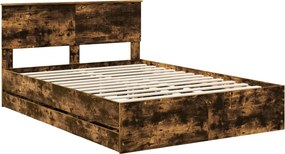 Rám postele s čelo Kouřový dub 135 x 190 cm Inženýrské dřevo 3410718