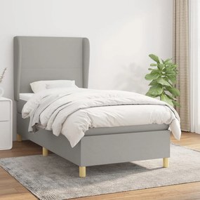 Box spring postel s matrací světle šedá 90x200 cm textil 3128333