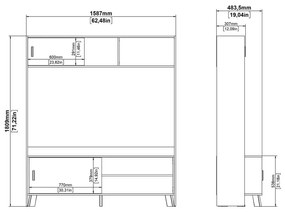 Bílá/v přírodní barvě TV sestava v dekoru dubu 159x181x48 cm Ikast – Tvilum