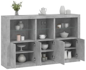 Příborník s LED osvětlením betonově šedý 162 x 37 x 100 cm 3209145