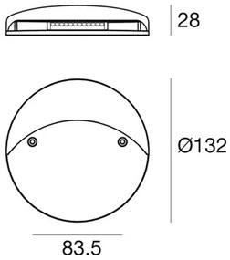 Linea Light 77044W07 Envelope_RW orientační svítidlo na 230VAC, povrchová montáž, 2,5W LED 3000K, bílá, průměr 13,2cm, IP66