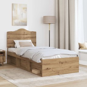 Rám postele Umělecký dub 100 x 200 cm Masivní borové dřevo 3413352