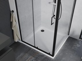 Mexen Apia posuvná sprchová kabina 90 x 90 cm, transparentní, černá + vanička Flat, bílá - 840-090-090-70-00-4010B