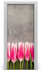 Samolepící fototapeta na dveře Růžové tulipány 75x205 cm