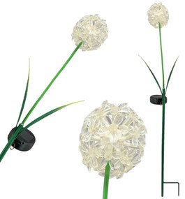 Zapichovací zahradní solární světlo Flower, 70 cm, kov/plast, bílá