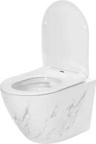Rea Carlos Nature Marble, závěsná WC mísa Rimless 495x370x355 mm, imitace kamene, REA-C6606
