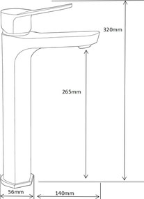 Mexen LERMA, Vysoká umyvadlová baterie, Bílá/Zlatá, 74310-25