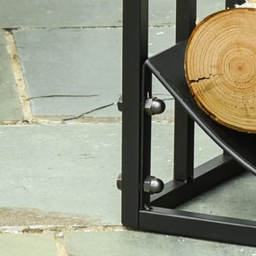 Krbový stojan na dřevo Outsunny s kapacitou 60 kg - Úložný stojan na dřevo - Krbový nástroj - Kovový černý 60,5 x 36 x 46,5 cm