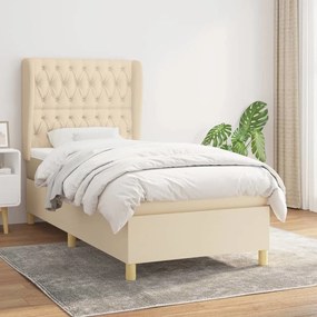 vidaXL Box spring postel s matrací 90x200 cm textil [3128735] Barva: krémová