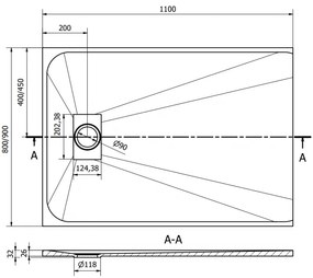 Mexen Hugo, obdélníková sprchová vanička SMC 110 x 90 cm, bílá, bílá krytka, 42109011-W