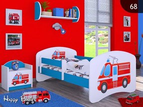 Dětská postel s obrázkem hasiči 140 x 70 cm - bílá