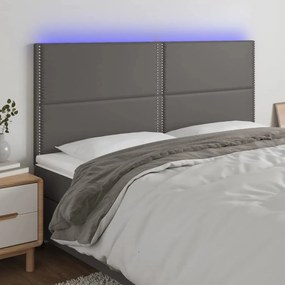 Čelo Postele S Led Šedé Umělá Kůže Šedá 200 x 5 x 118/128 cm