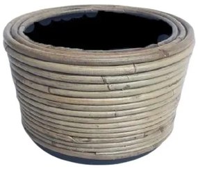 Kulatý ratanový květináč Drypot Stripe antik šedá - Ø24*14 cm