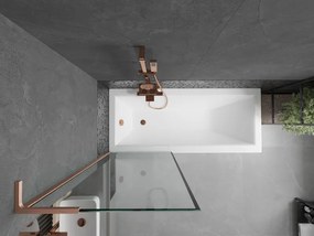 Mexen Next L, 1-křídlová vanová zástěna 70 x 150 cm, 6mm čiré sklo-černý vzor, ​​měděný profil, 895-070-000-03-70-65